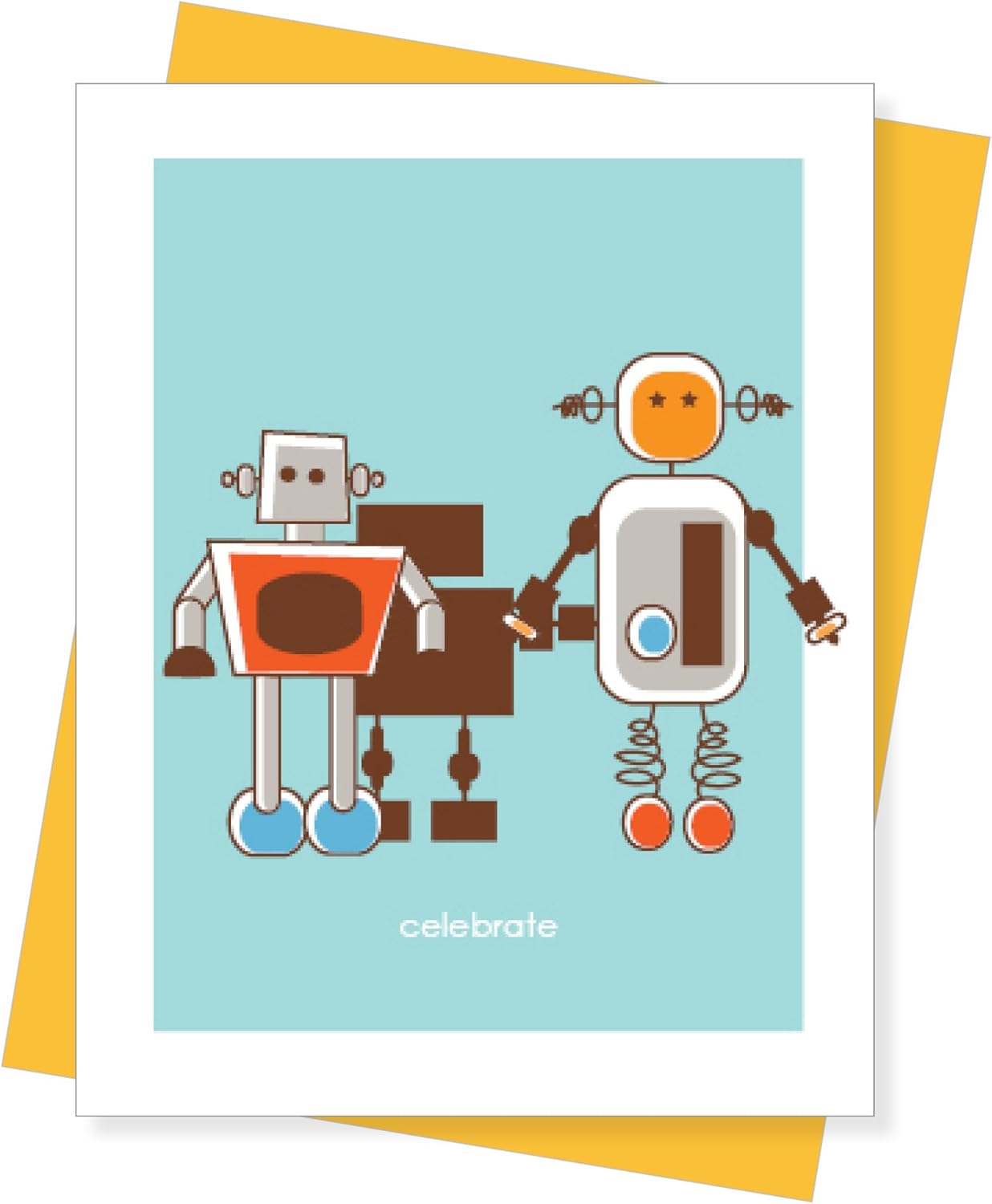 Amazon.com: Robots, Birthday Greeting Card by PaperInk Studio for Boy ...