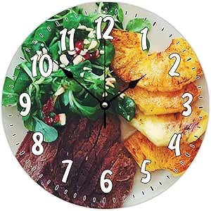 Amazon.com: WengBeauty Wooden Round Wall Clock Steak Wall Clocks Steak ...