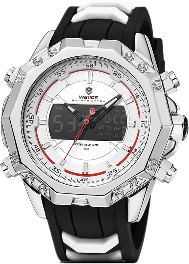 WEIDE Men Sport Outdoor Military Analog Digital Quartz Watch,Rubber ...