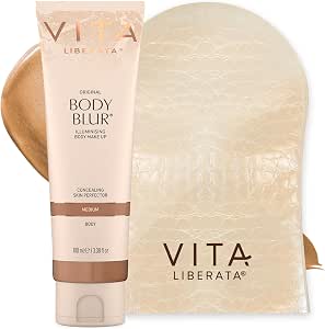 VITA LIBERATA Body Blur Medium 100ml & Mitt Bundle, Leg & Body Makeup ...