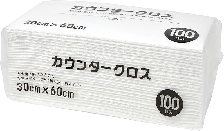 Amazon｜大和物産(Daiwa Bussan) カウンタークロス 100枚 ホワイト 約60×30cm 使い捨て 不織布 ふきん テーブルダスター 業務用｜食器棚 オンライン通販