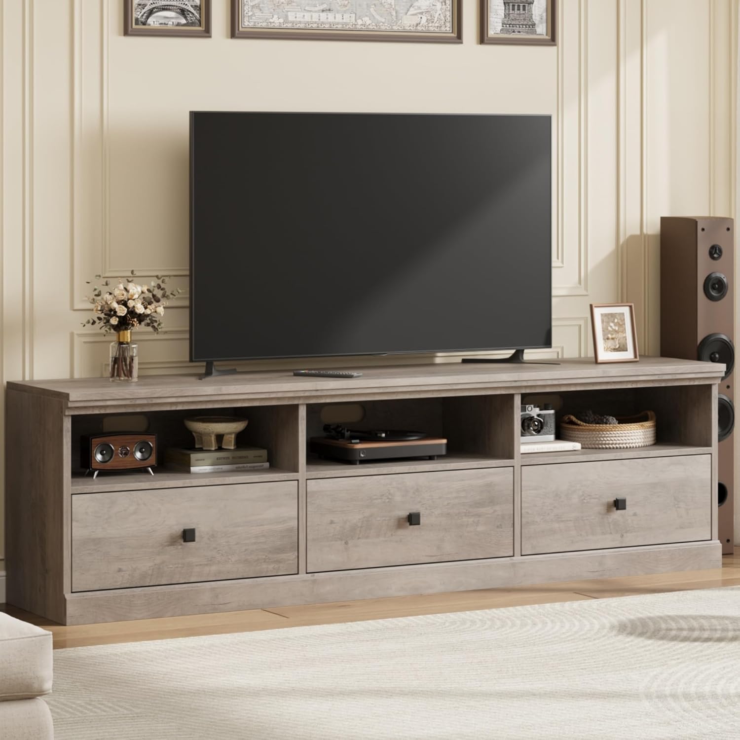 Amazon.com: IDEALHOUSE 70in TV Stand for TVs up to 80", Mid Century ...