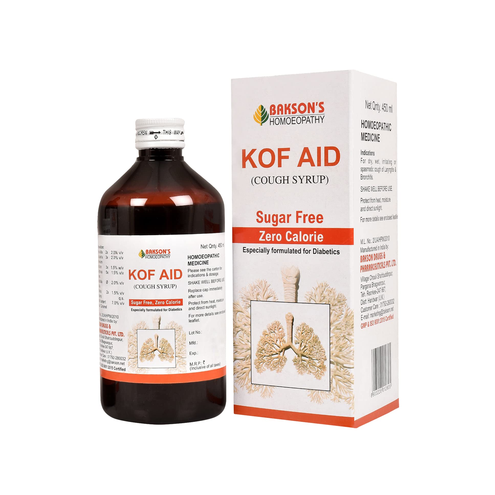 Buy Dr. Bakshi's BAKSON'S HOMOEOPATHY Kof Aid (Sugar Free) Syrup (450ml ...