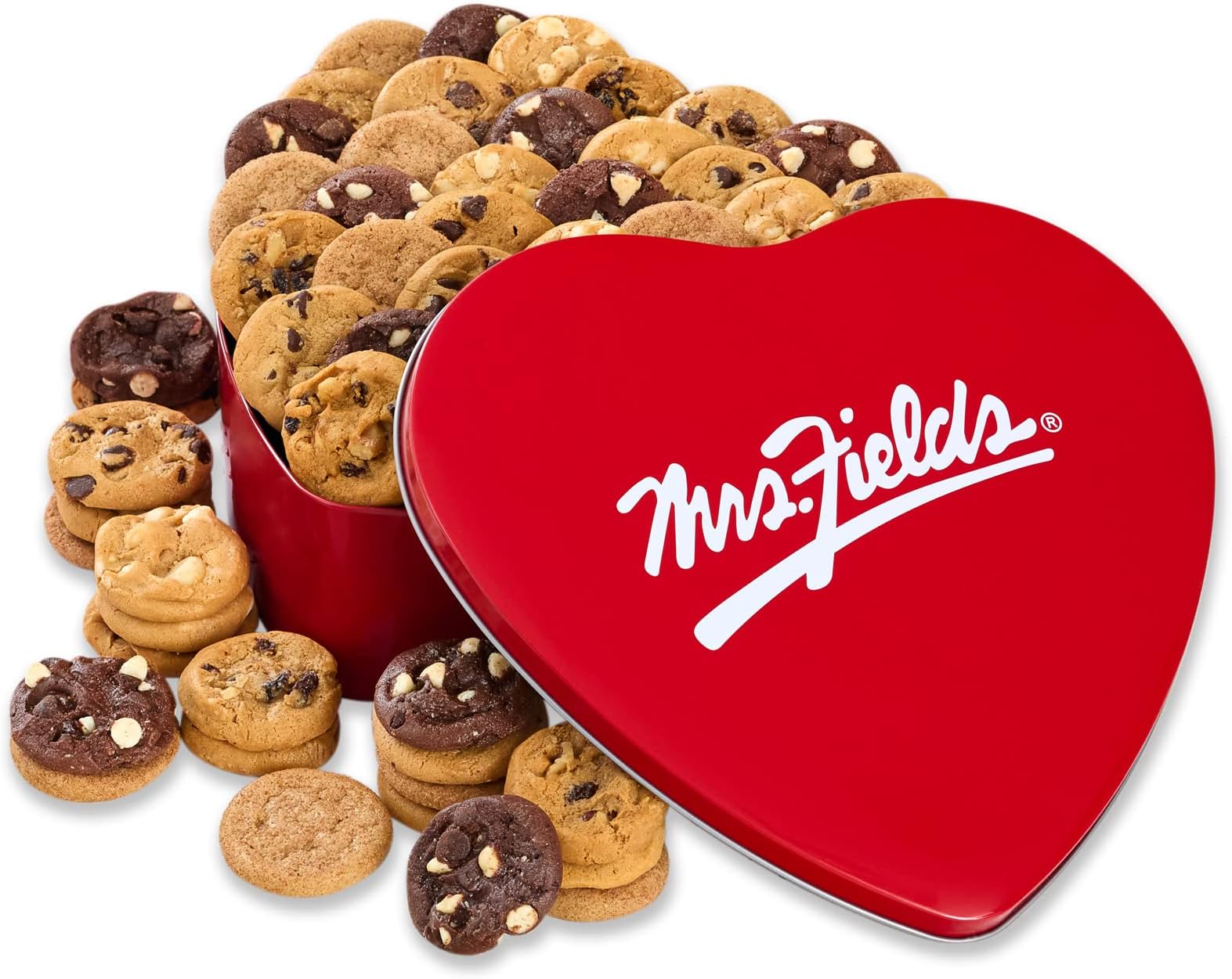 Amazon.com: Mrs. Fields - Classic Heart Cookie Tin, Assorted with 60 ...