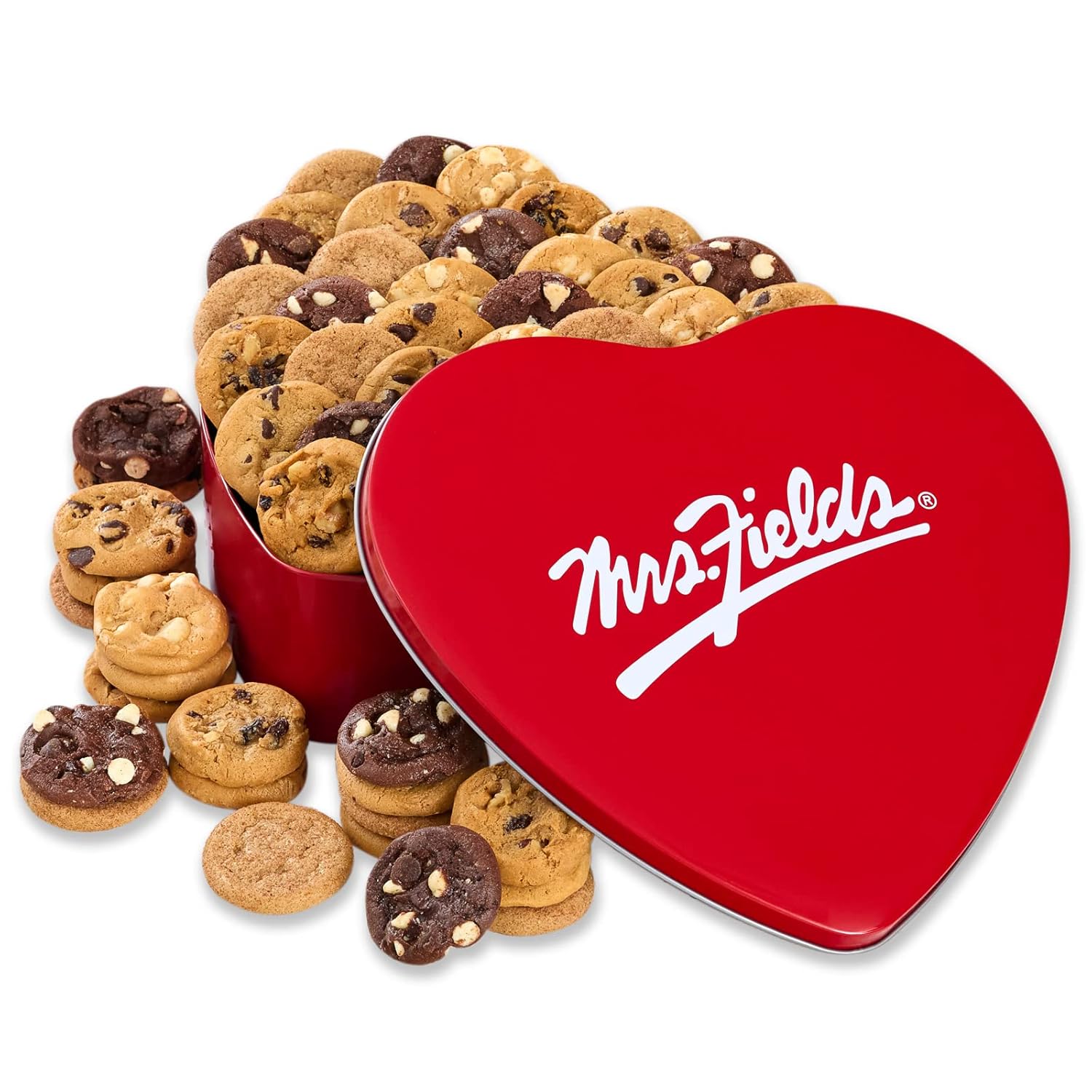 Amazon.com: Mrs. Fields - Classic Heart Cookie Tin, Assorted with 60 ...