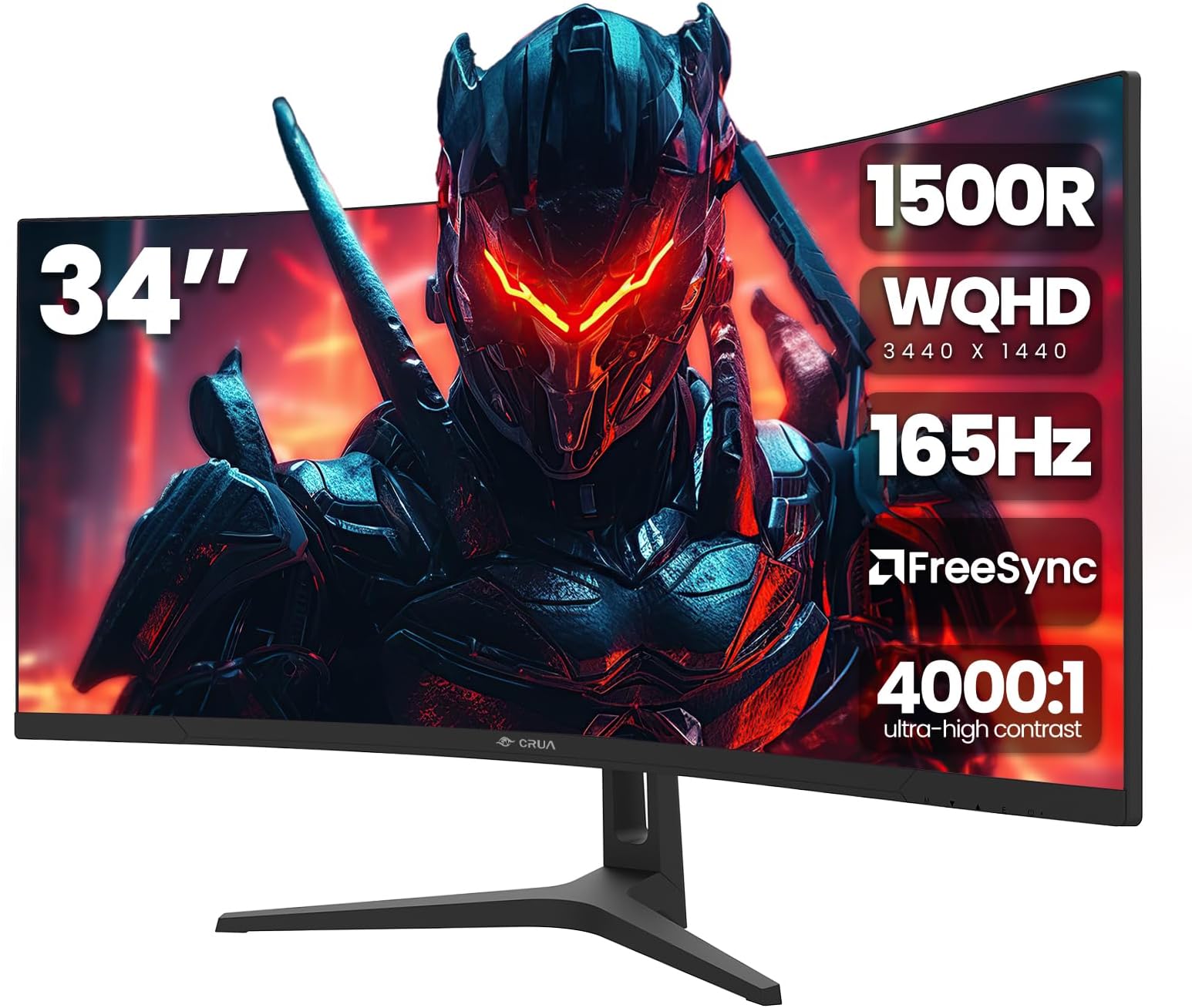 Amazon.com: CRUA 34 Inch Ultrawide Gaming Monitor, WQHD 3440X1440P 144Hz/165Hz Curved Monitor ...