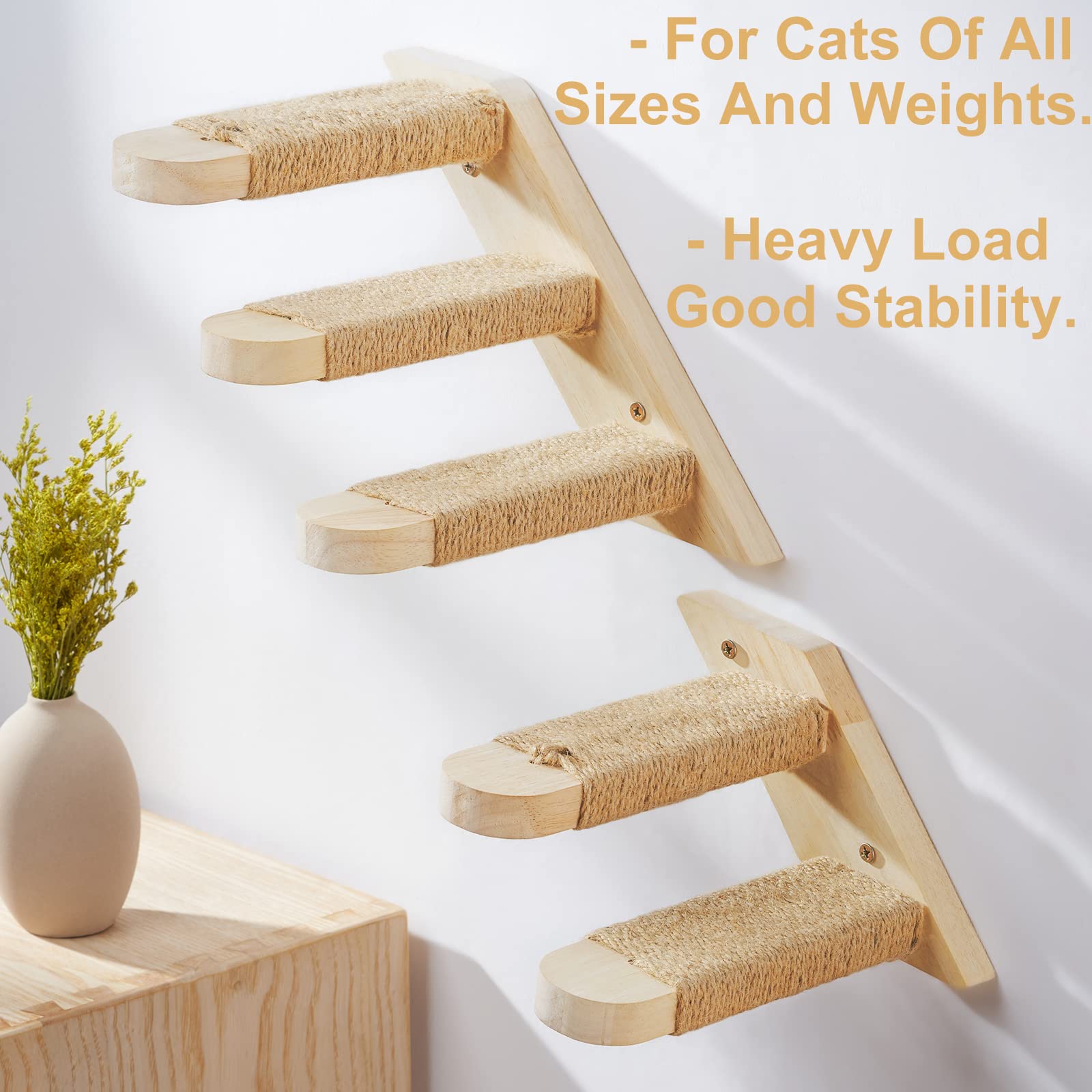 2 Pack, EZMeetU Cat Climbing Shelf Wall Mounted, 5 Steps Cat Stairway ...