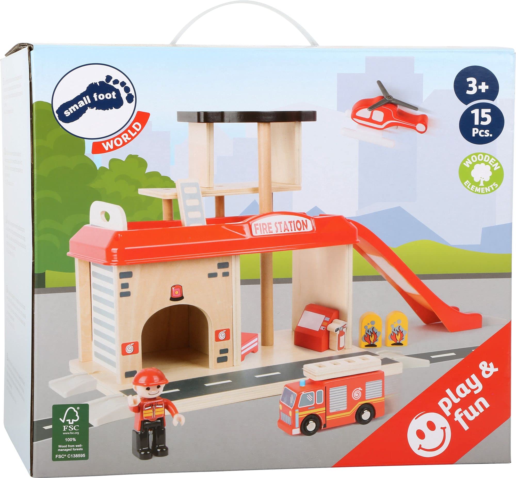 Small Foot Wooden Toys Fire Station playset complete with all ...