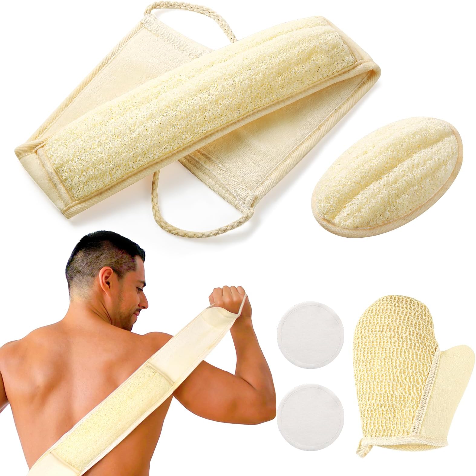 Amazon.com: Premium Exfoliating Loofah Pad Body Scrubber and Back ...