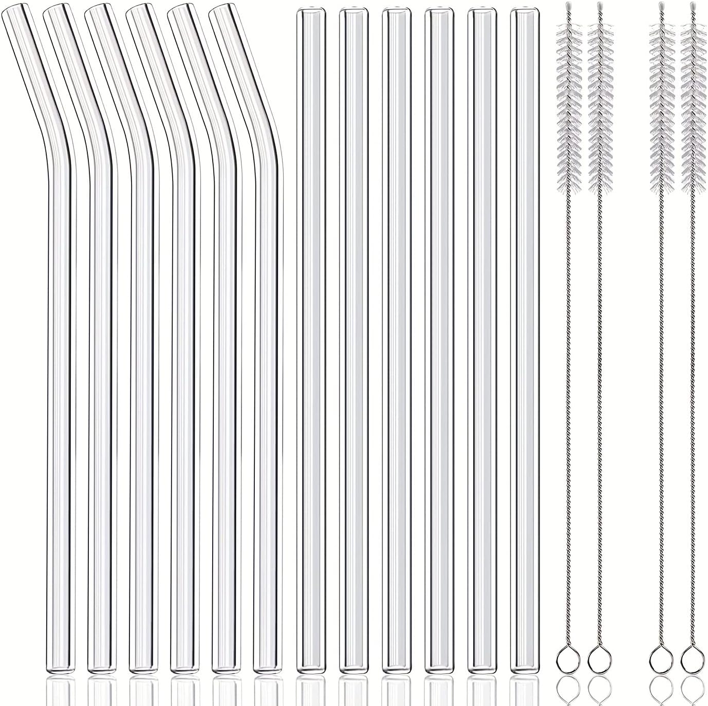 Amazon.com: Reusable Glass Straws, 12-Pack 8.5''x10 MM Clear Glass ...