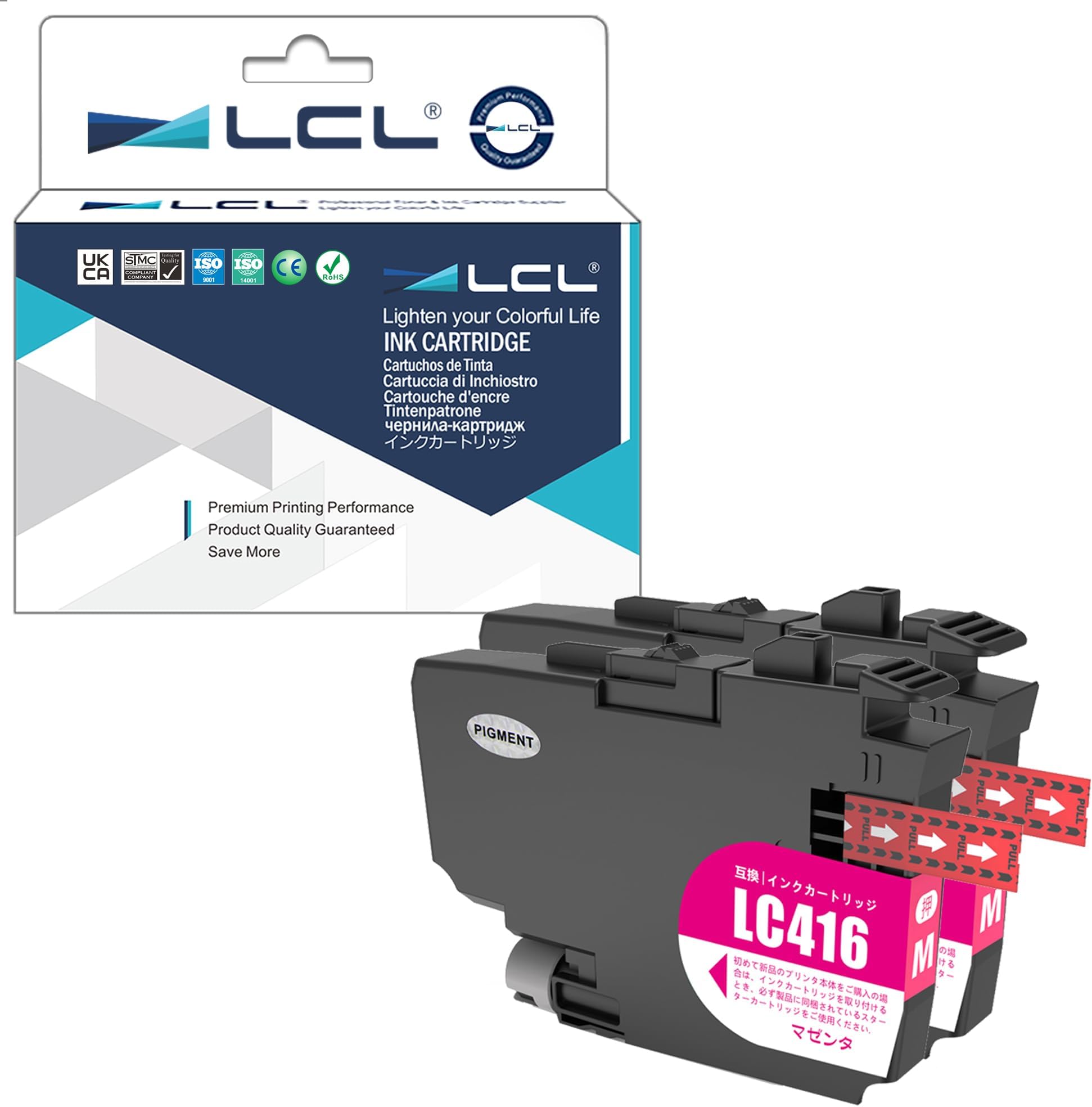 Amazon.co.jp: LCL Brother用 ブラザー用 LC416 LC416M 顔料 (2パック マゼンタ) 互換インクカートリッジ 対応機種：Brother DCP-J4140N ...