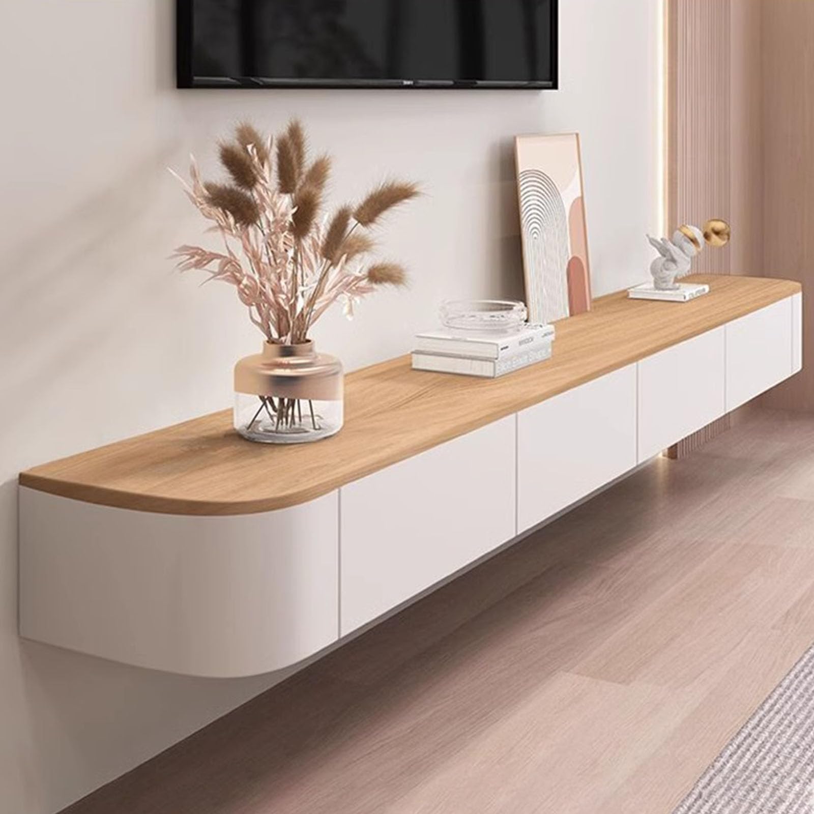 SZKTHD Wall-mounted TV Cabinet Floating TV Unit With 2 Drawer Media ...