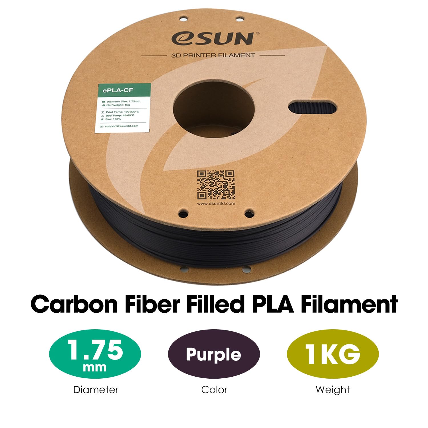 Snapklik.com : eSUN Carbon Fiber PLA Filament 1.75mm, Matte Texture 3D ...