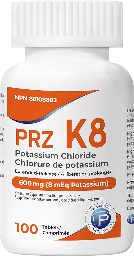 Potassium Chloride Extended Release, 100 Tablets – 600 mg (8 mEq Potassium), for Hypokalemia ...