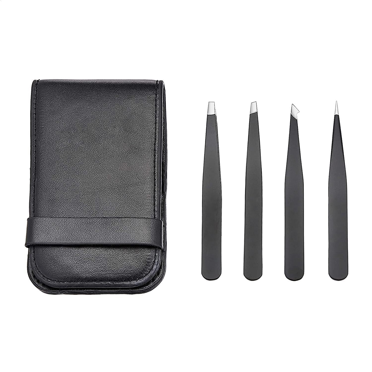 Amazon.com : Tweezers Set 4Pcs with Leather Case, Precision Stainless ...