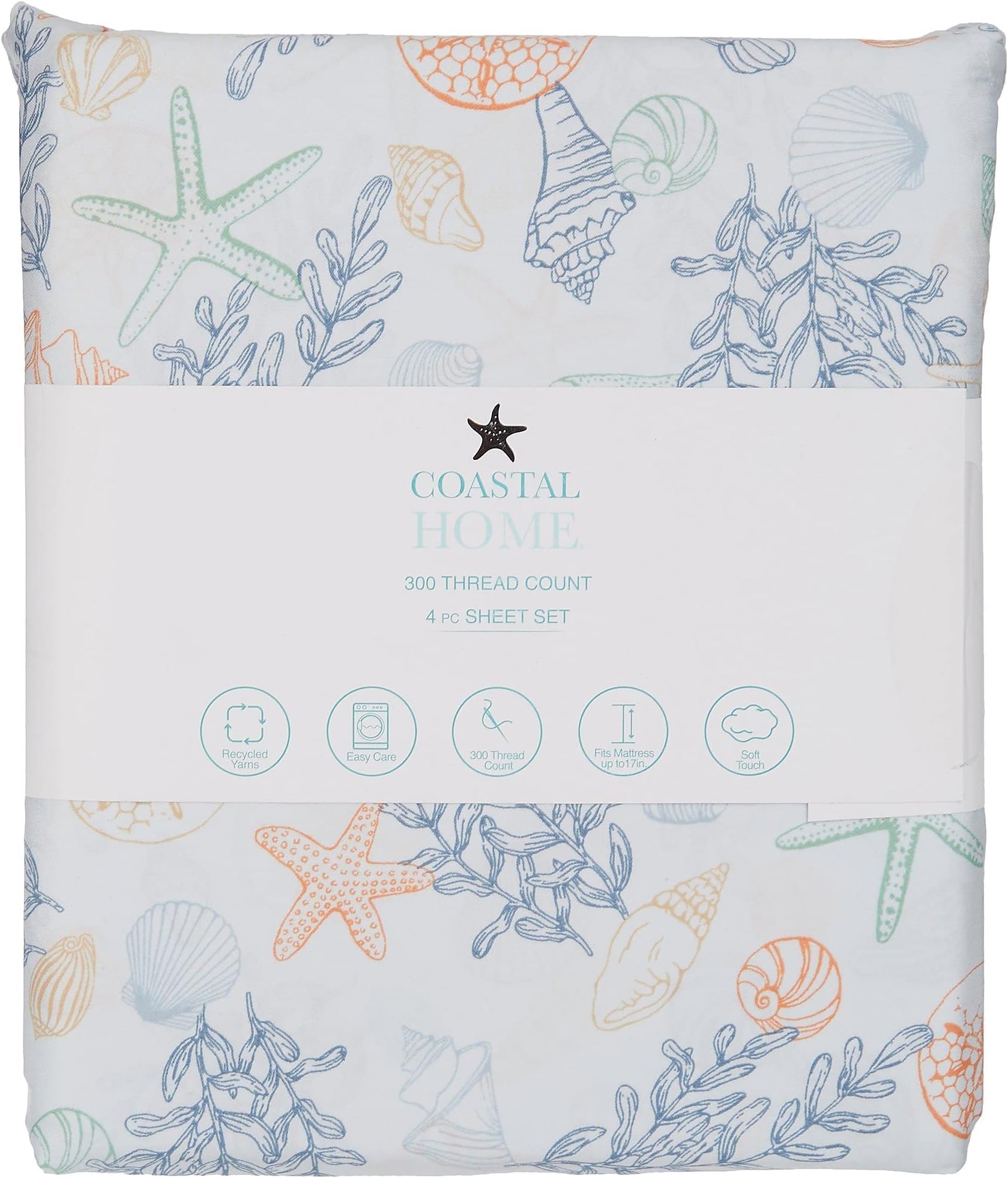 Amazon.com: Panama Jack Seashore Shell Sheet Set Twin Ivory white/red ...