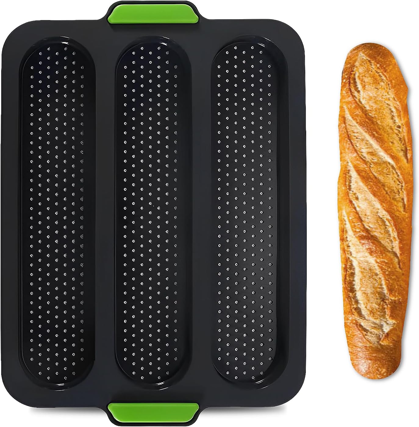 SNSYGN Baguette Baking Tray, 3 Cavity French Bread Pan Non-Stick ...