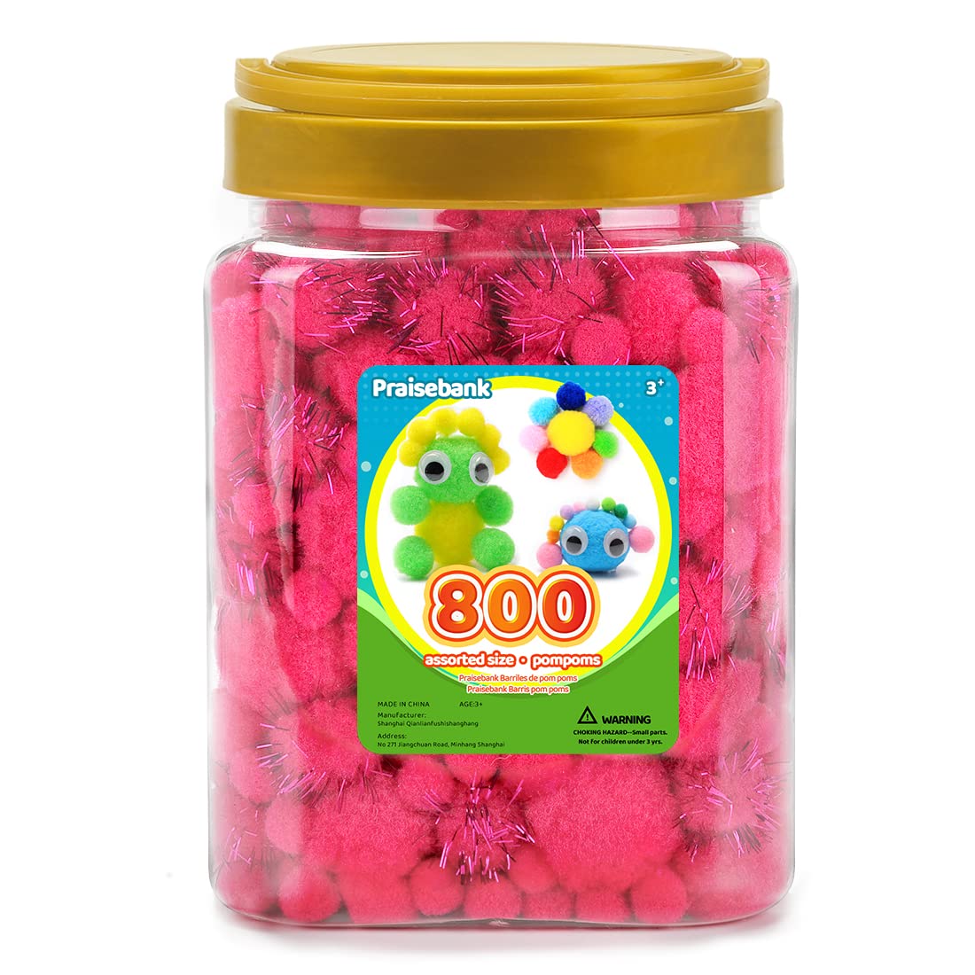 Amazon.com: Praisebank Pink Pom poms, 800pcs Assorted Size, Pom Poms ...