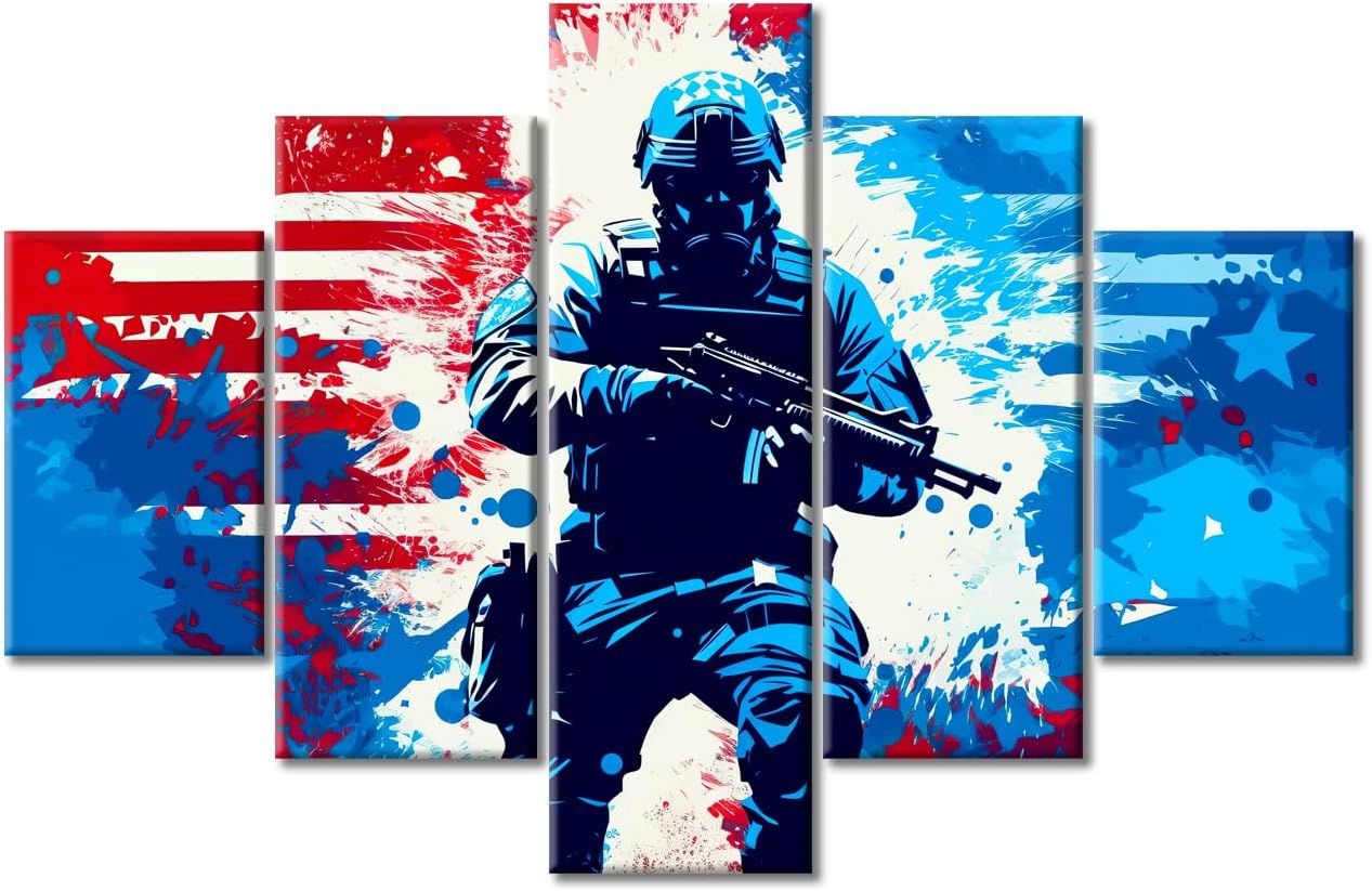 Amazon.com: Soldiers with American Flag Poster Office Decor Army ...