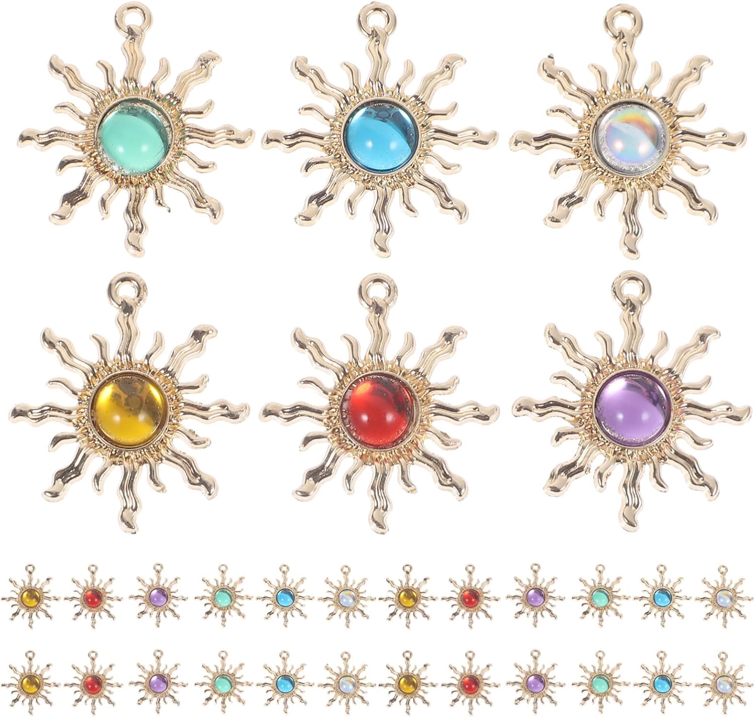 Amazon.com: Sewroro 30pcs Sun Charms Pendant Charms Colorful Acrylic Stones Vintage Sun Charms ...