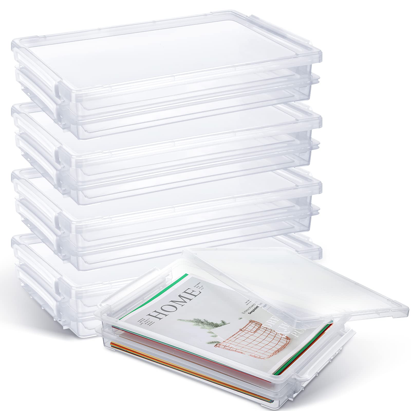 Harloon Plastic Storage Bins with Lids A4 Clear Portable Project Case ...