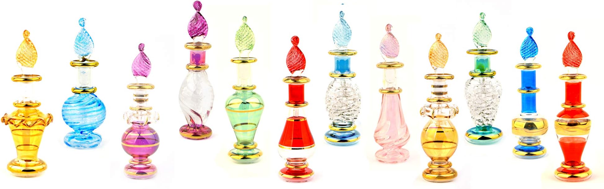 Amazon.com: Egyptian Perfume Bottles, Mouth Blown Glass Genie bottles ...
