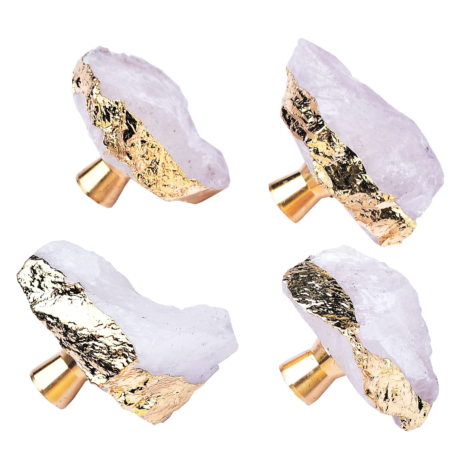 FZBHRO White Crystal Cabinet Knobs Geode Drawer Knobs Handles ...