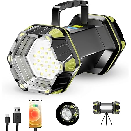 Rechargeable Spotlight Flashlight, 6000 High Lumen LED Spotlight ...