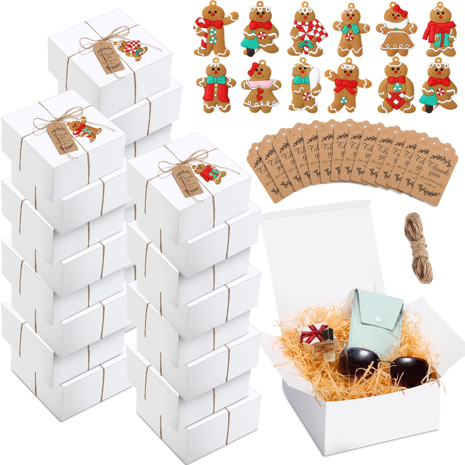 Qeeenar 73 Pcs White Christmas Gift Boxes Set Bulk Include 24 8 x 8 x 4 ...
