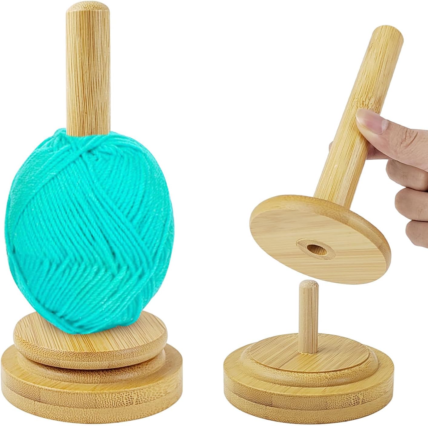 Portable Wooden Yarn Holder, Wooden Spinning Yarn and Thread Holder ...