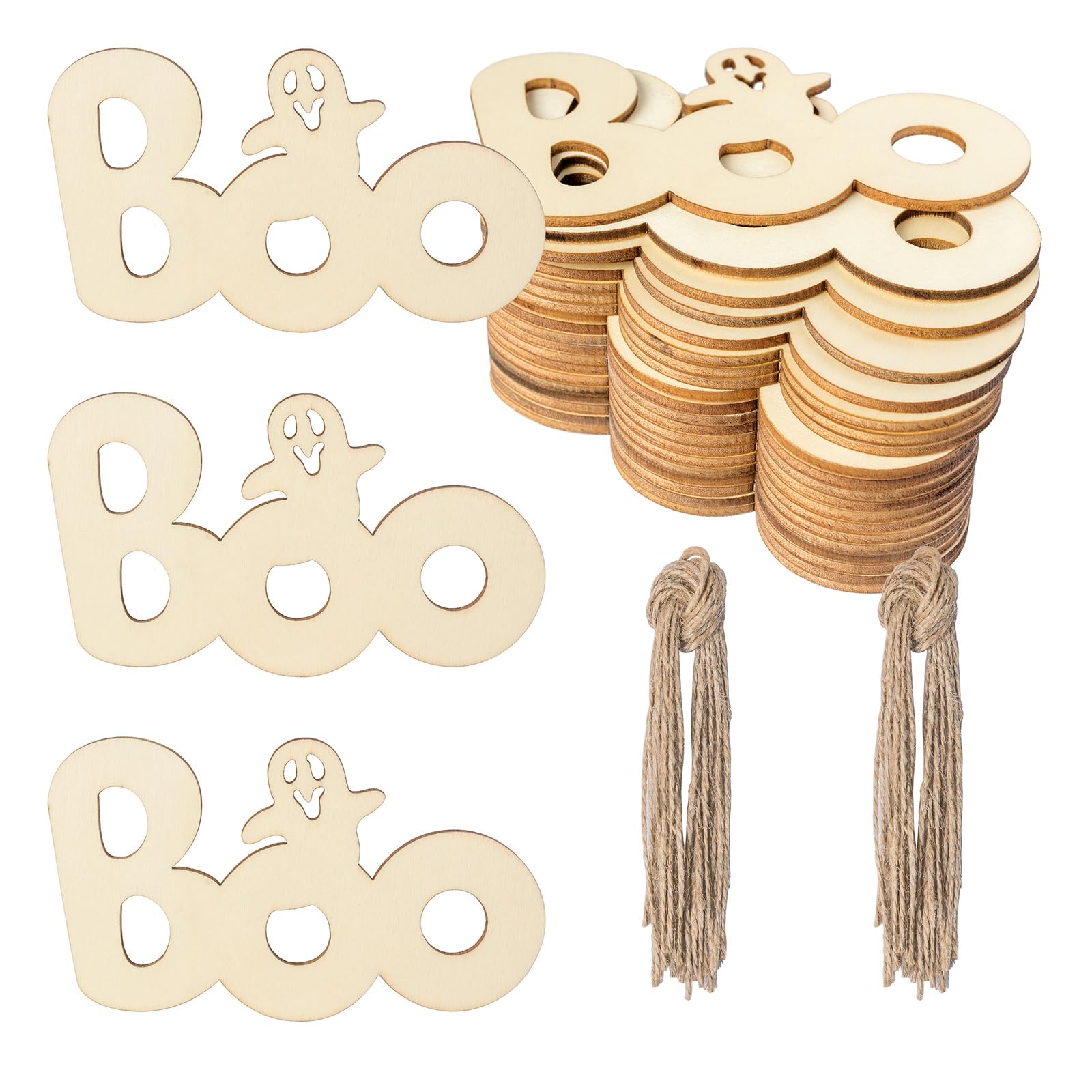 Amazon.com: Halloween Wood Boo Wooden Ghost Wood DIY Wood Halloween ...