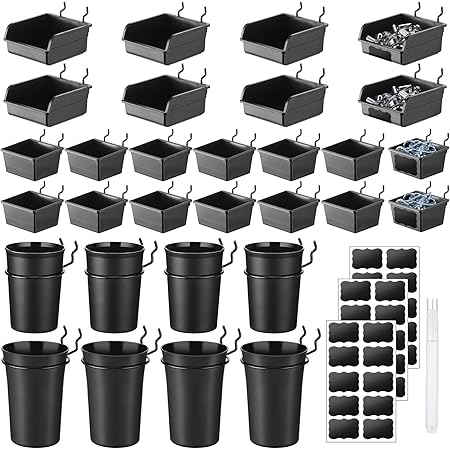 Amazon.com: Tatuo 25 Pcs 3 Sizes Pegboard Bins Pegboard Cups with Hooks ...