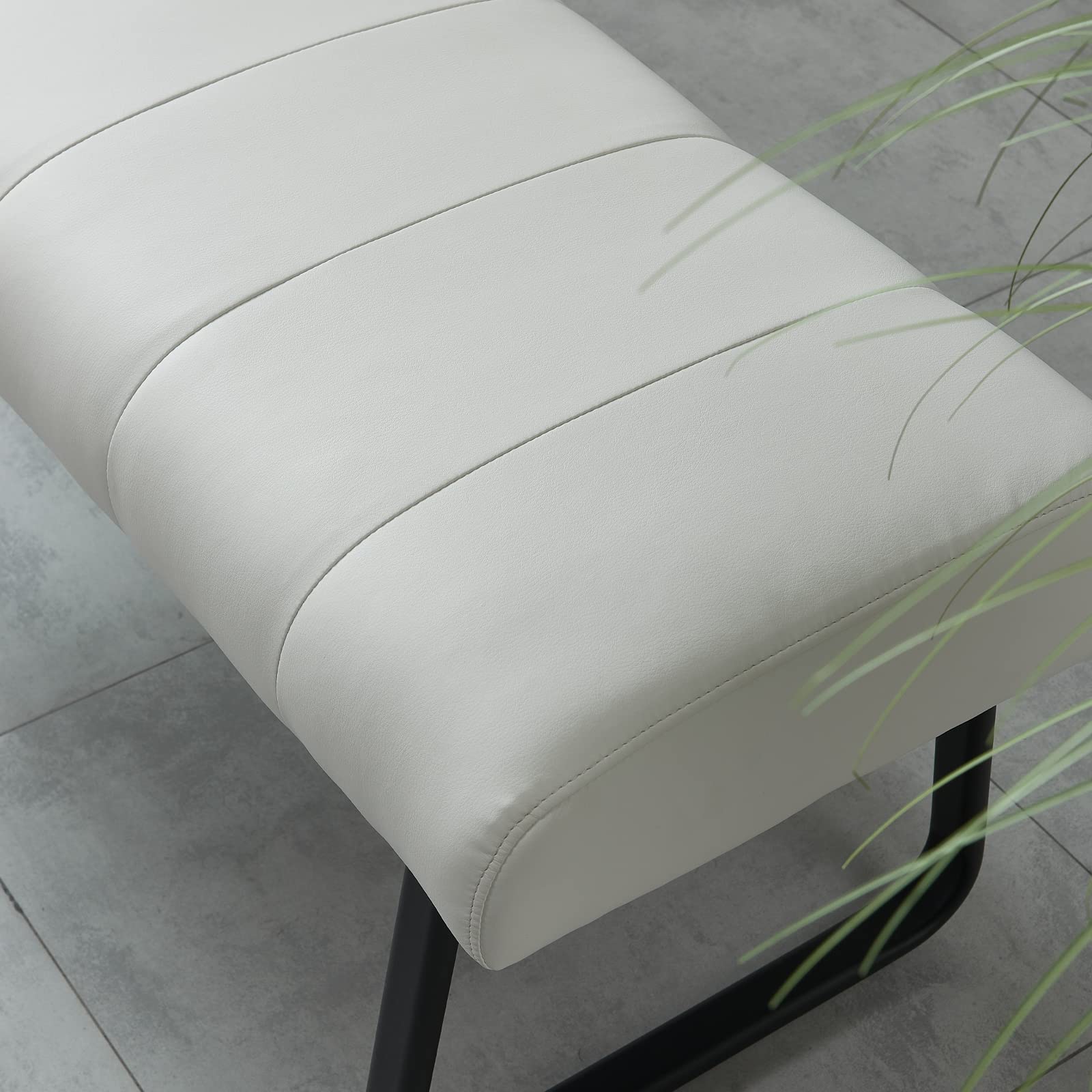 JIEXI 55in Upholstered PU Leather Long Bench, Waiting Room Bench ...