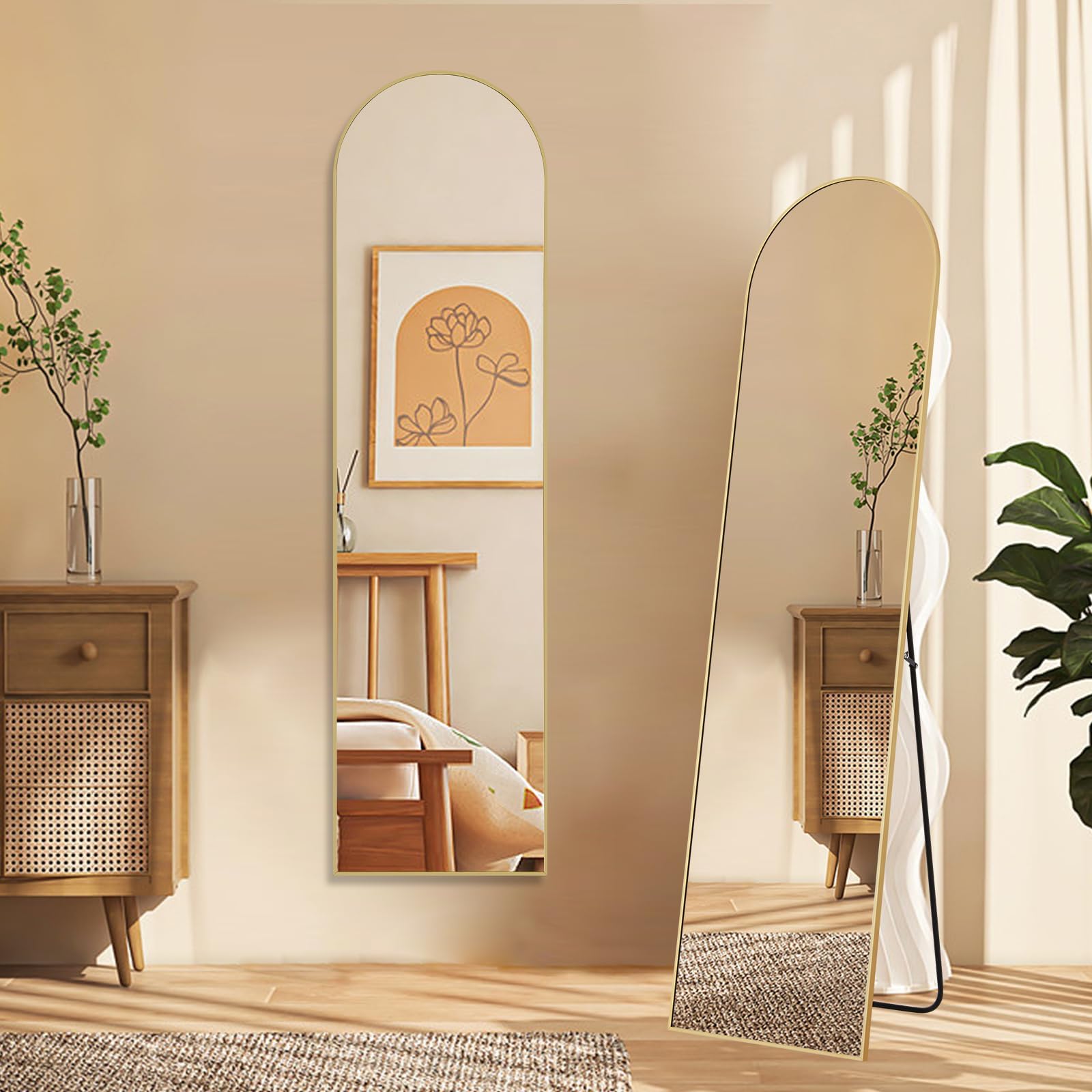 Amazon.com: Otlsh Floor Mirror, 58"×18" Arched Full Length Mirror with ...