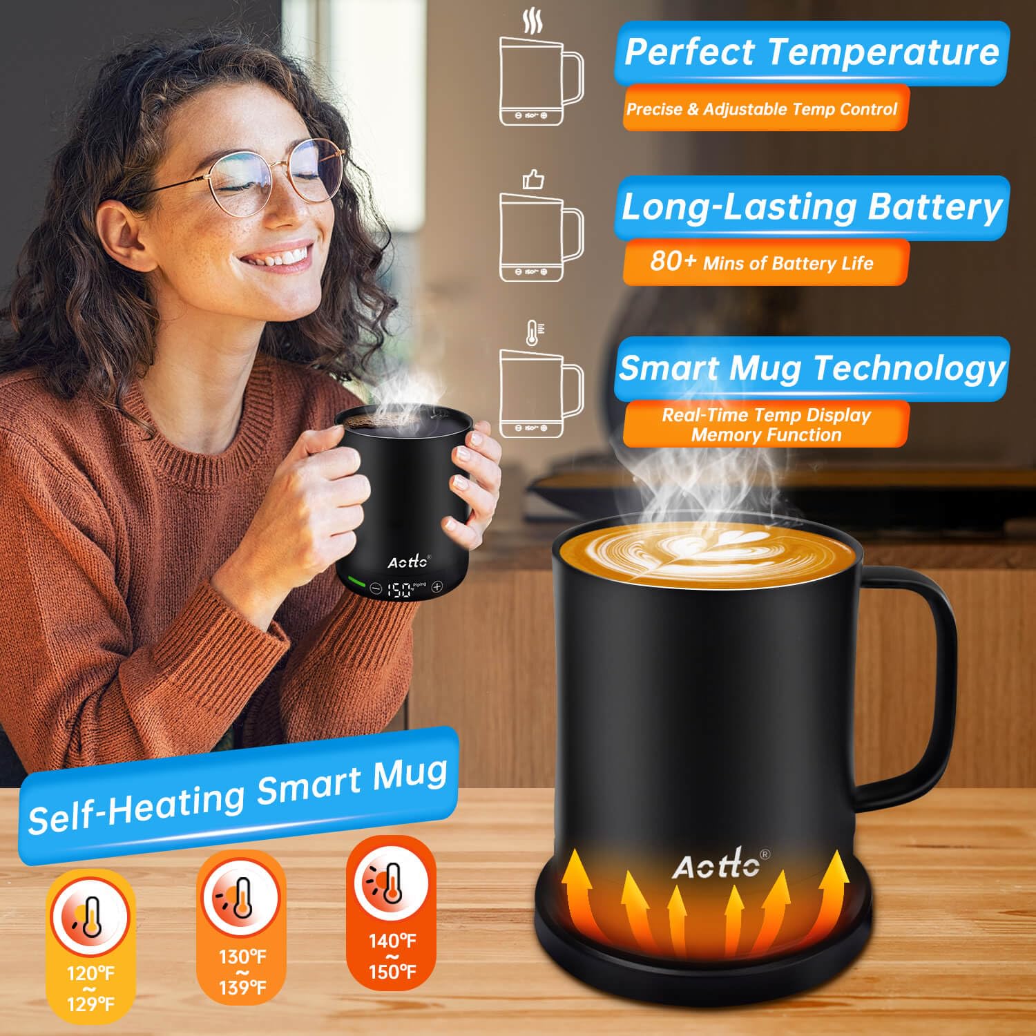 Snapklik.com : Temperature Control Smart Coffee Mug 14oz - Adjustable ...