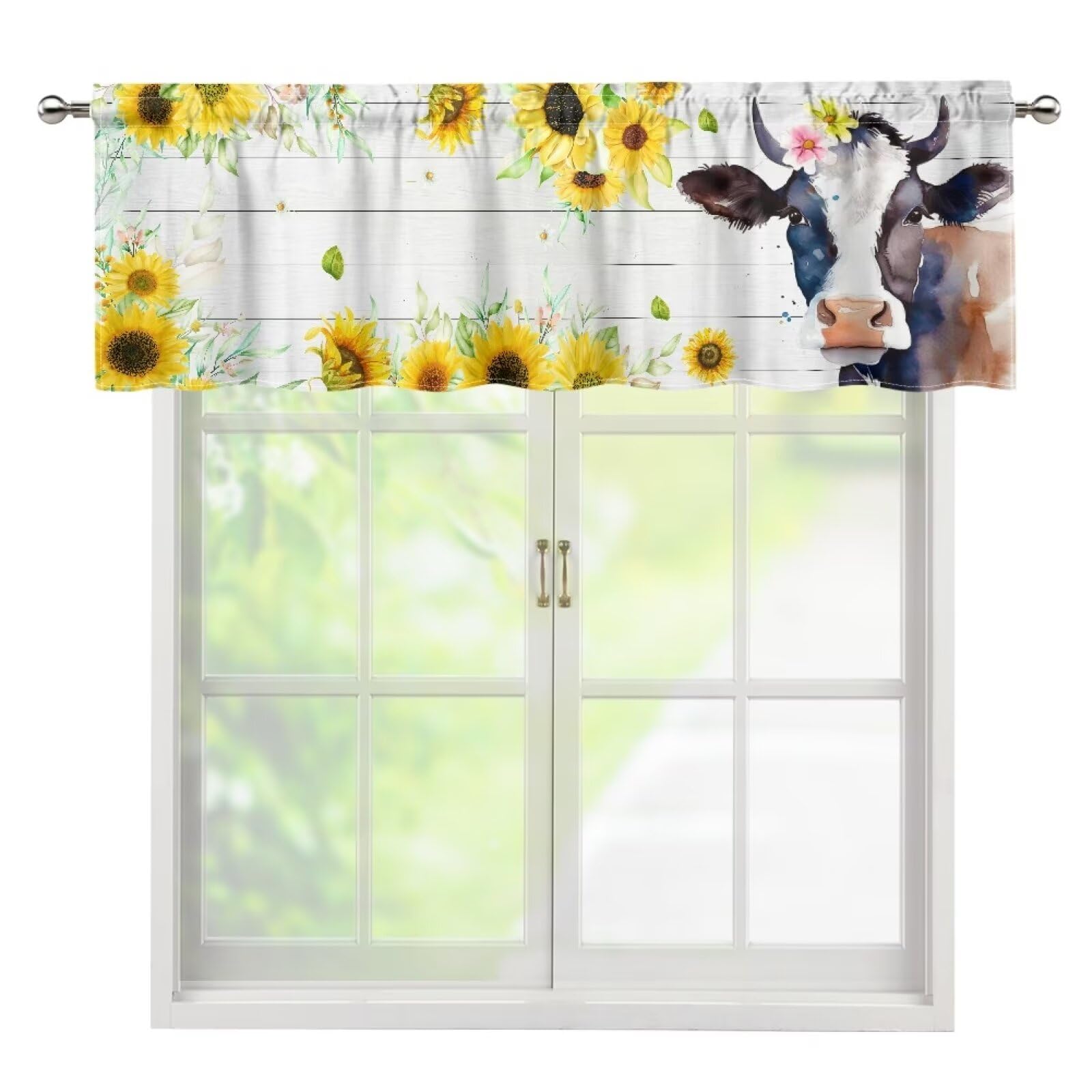 Amazon.com: Hazuff Farm Cow Valance Curtain for Window, Vintage Wood ...