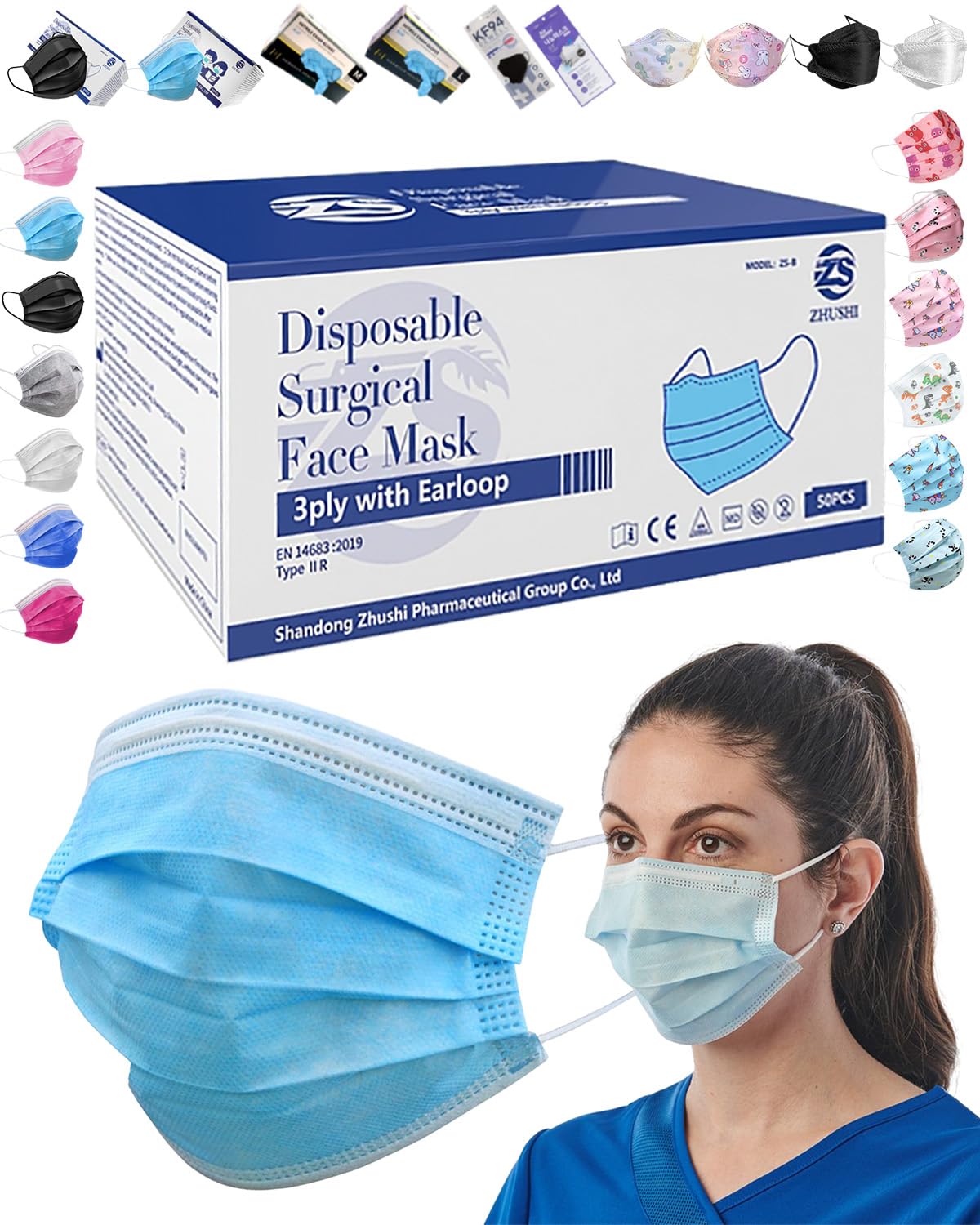 Amazon.com: 50 PCS Disposable Face Mask 3 Layers Filter Non-Woven Anti ...