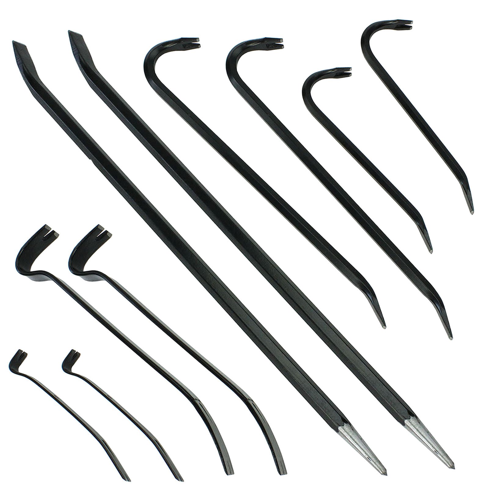 Spares2go 10 Piece Crowbar, Long Wrecking Rod & Flat Pry - Crow Bar Set ...