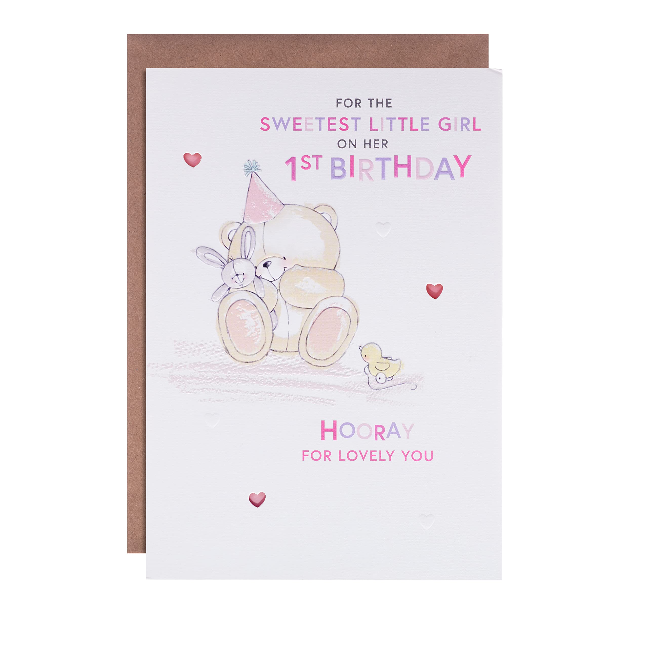 Amazon.com : Hallmark 1st Birthday Card For Baby Girl - Forever Friends ...