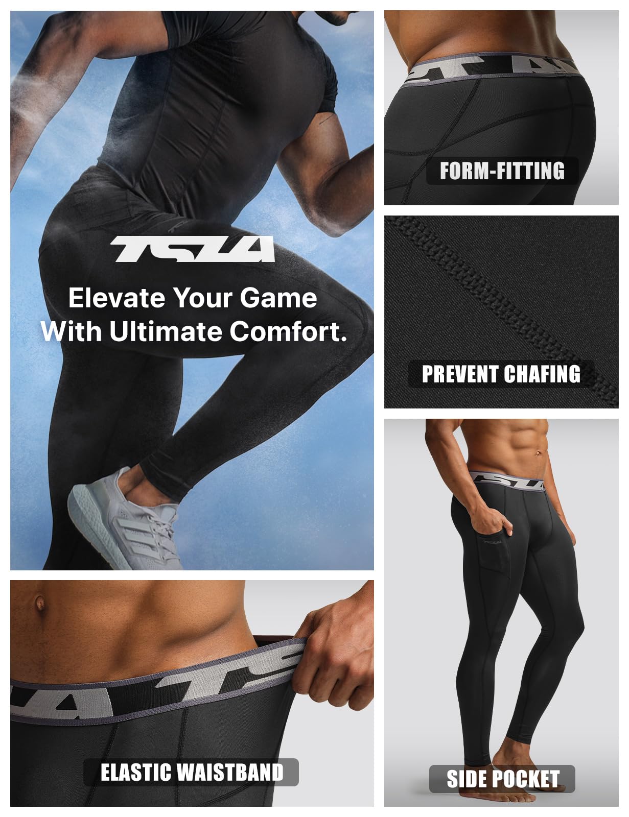 Snapklik.com : TSLA Mens Compression Pants, Cool Dry Athletic Workout ...
