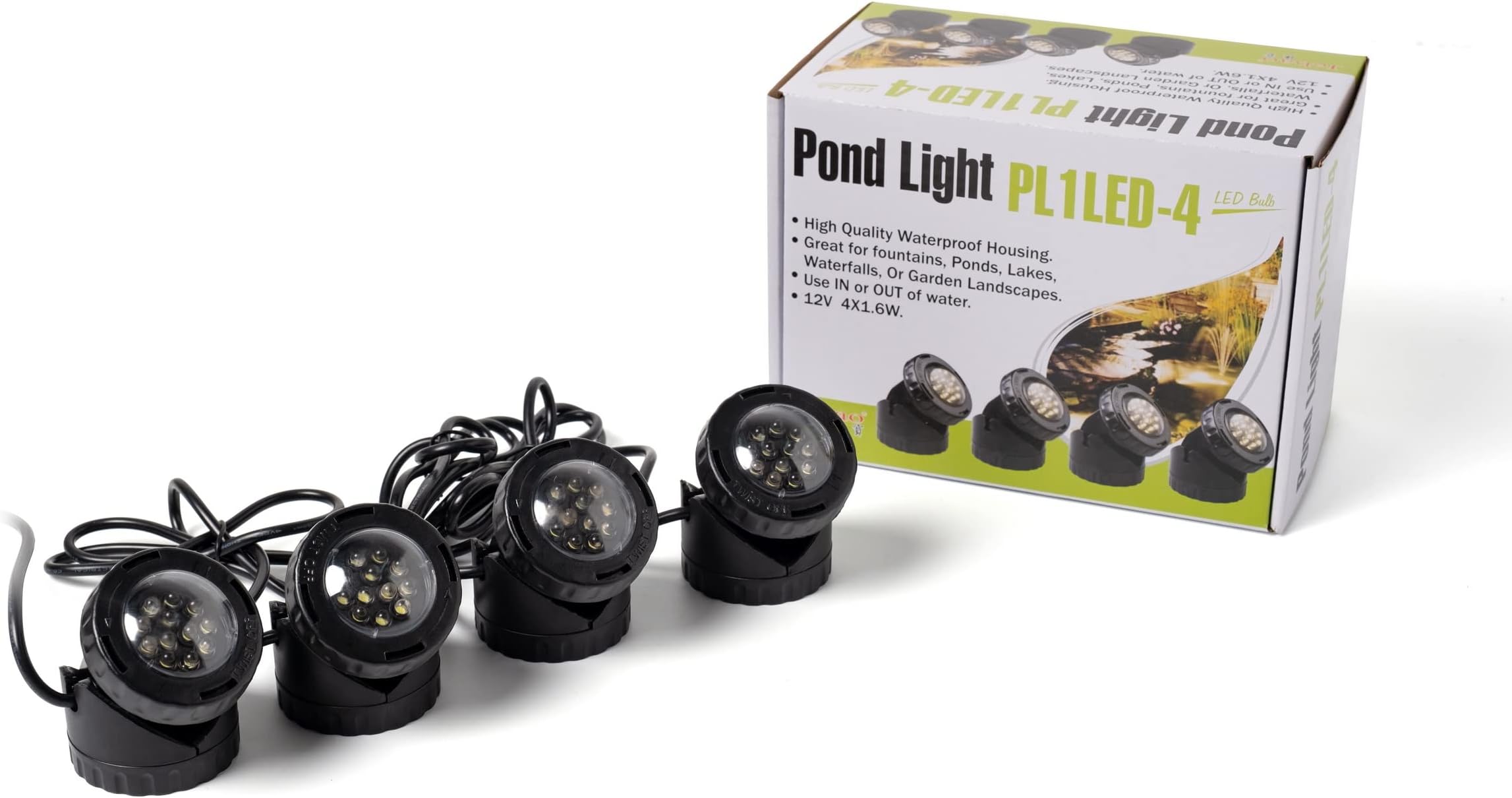 Amazon.com : Jebao 4 LED Super Bright Outdoor Underwater Pond Fountain ...