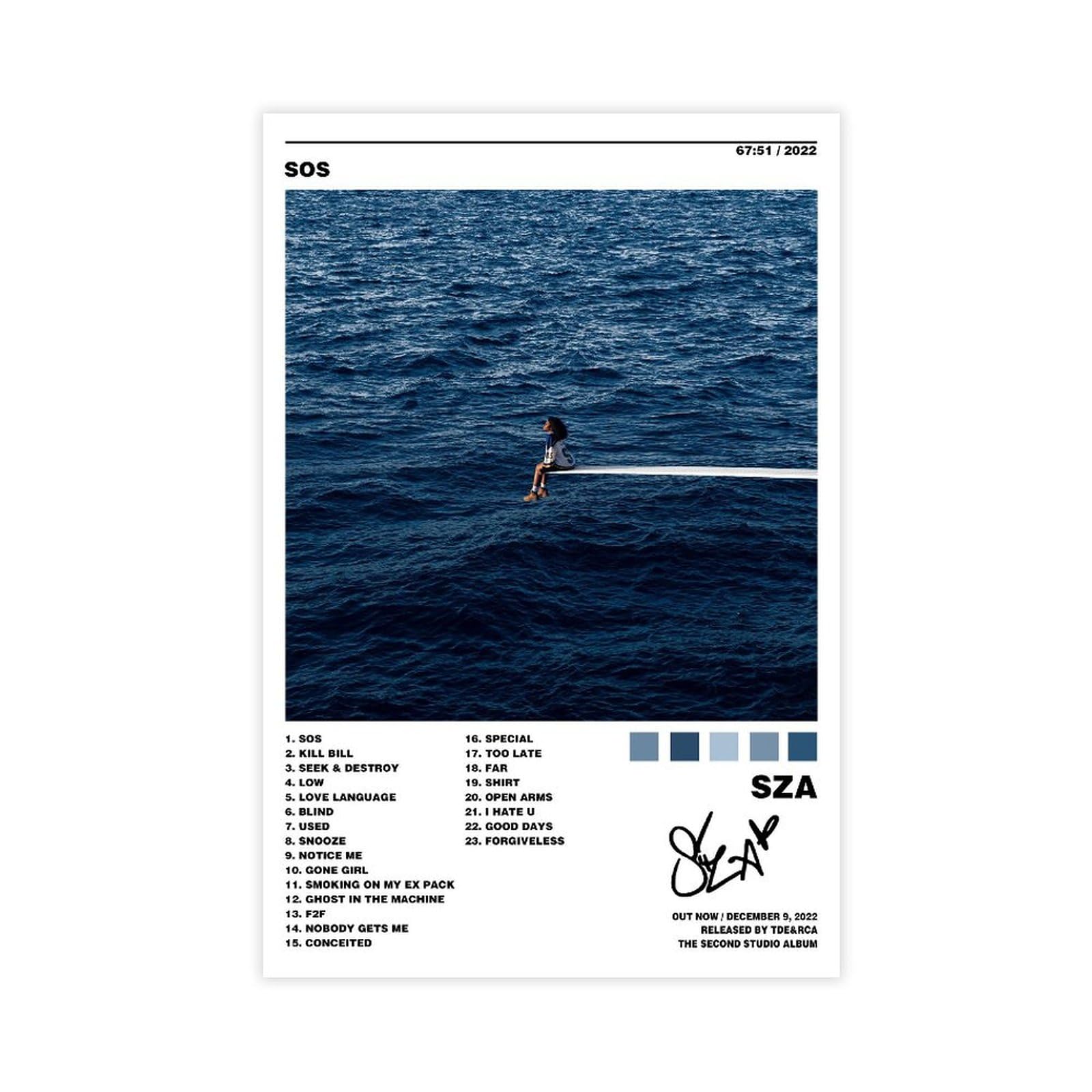 Amazon.com: TVNUWOZ SZA Album Poster SOS Music Canvas Poster 12x18inch ...