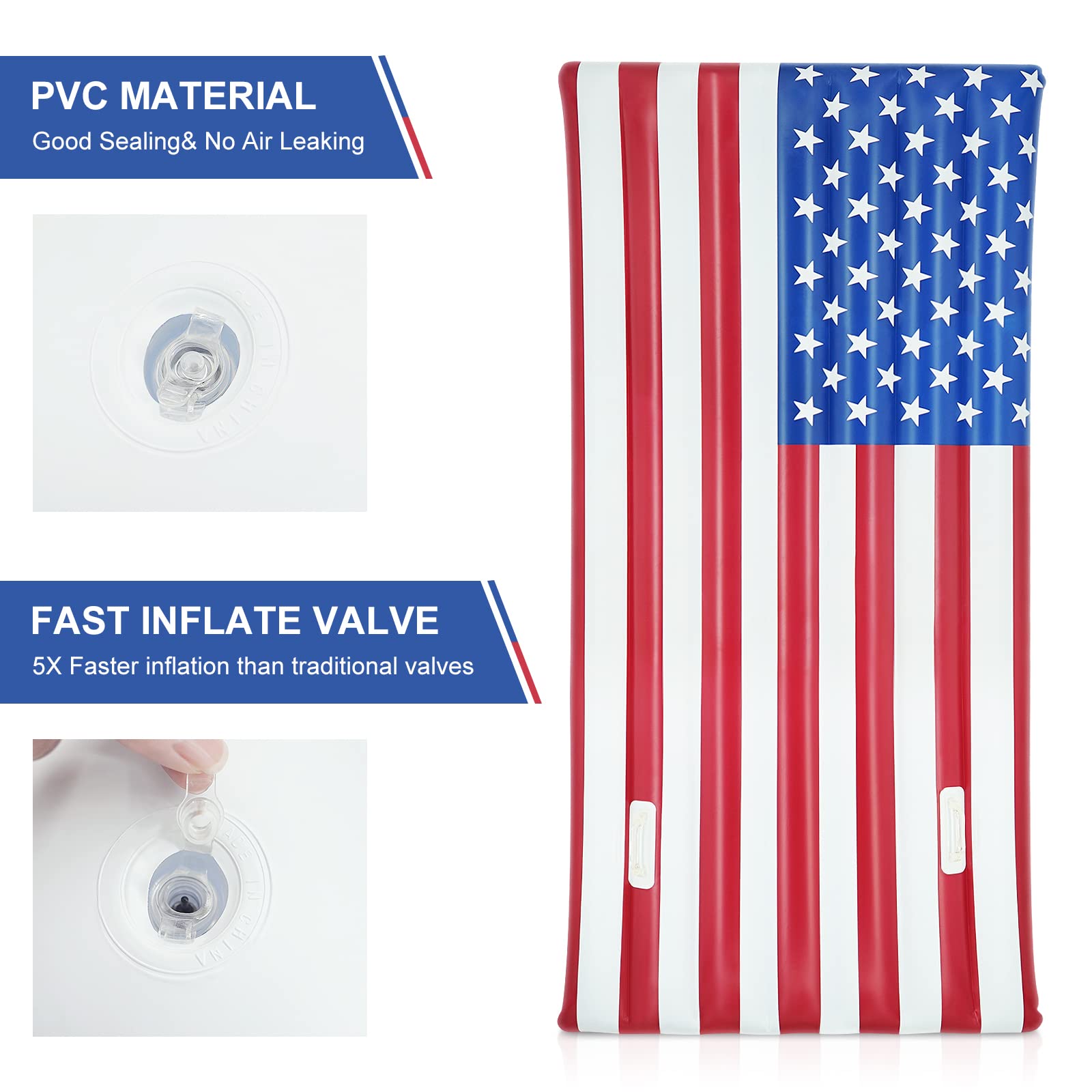 Fuwomim Inflatable Pool Floats American Flag Floaties, Water Fun Summer ...