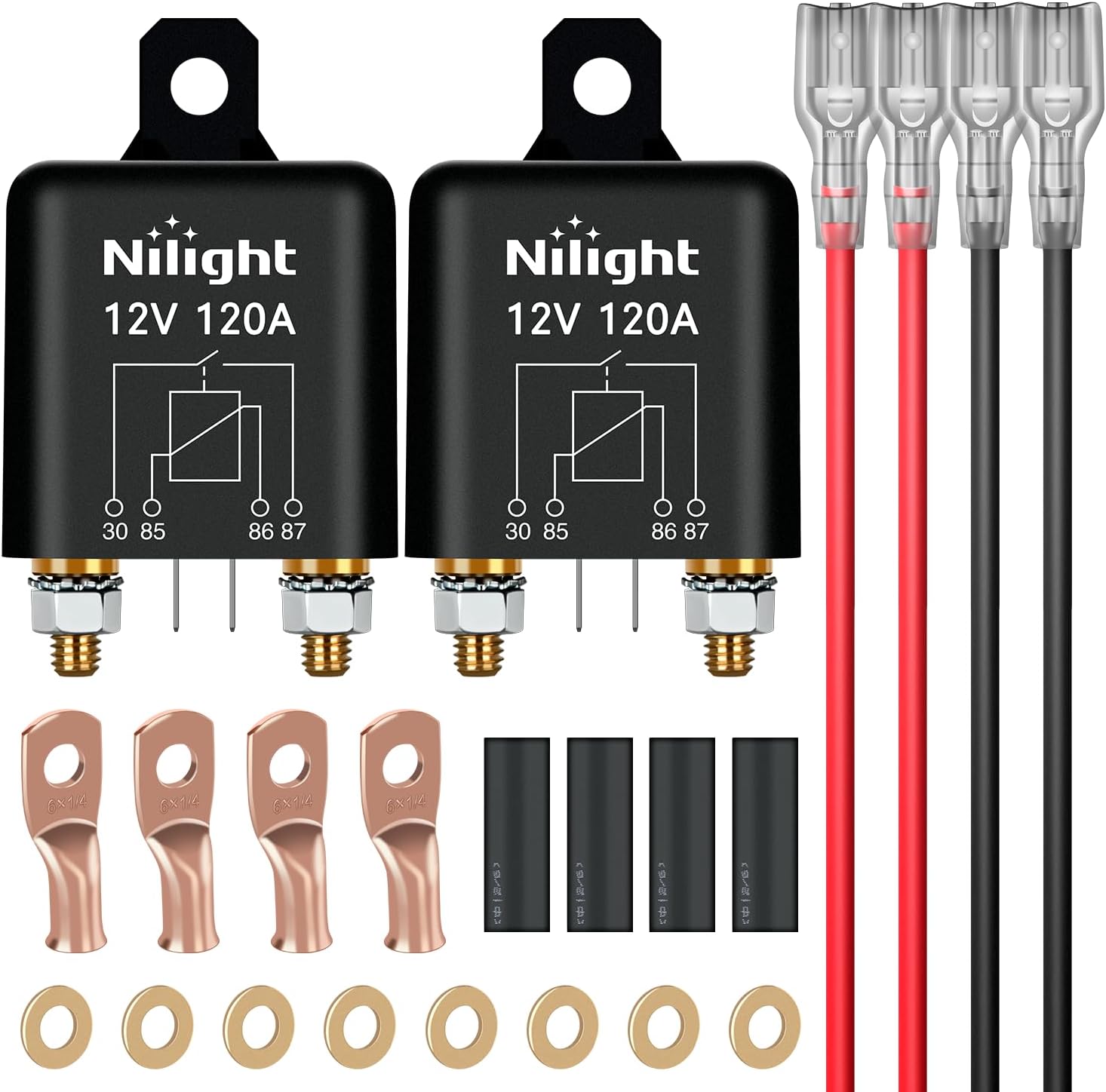 Nilight 2PC 120A Starter Relay 4 Pin Split Relays Switch 12V Continuous ...