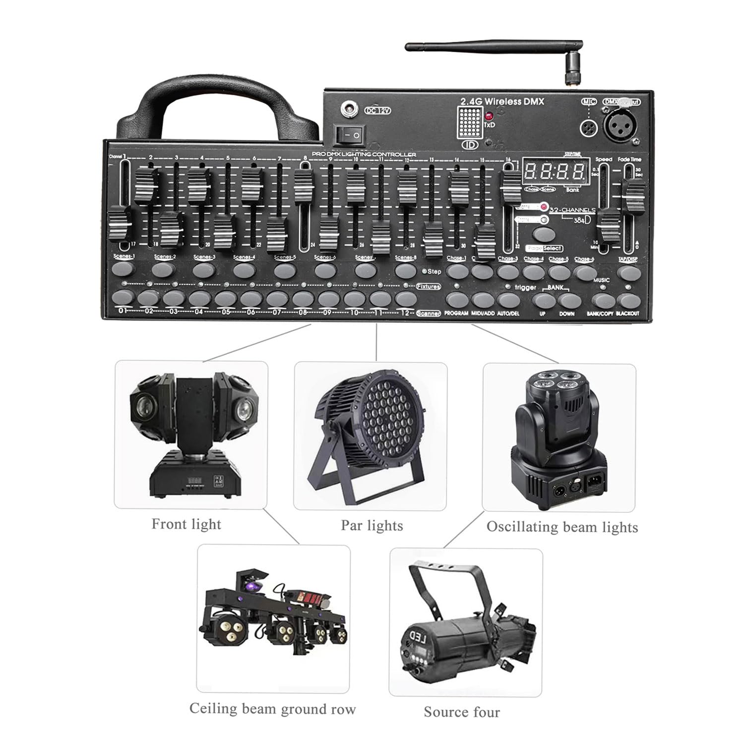 Programmable Scene Lighting Console HOLDLAMP 384-Channel DMX Controller ...