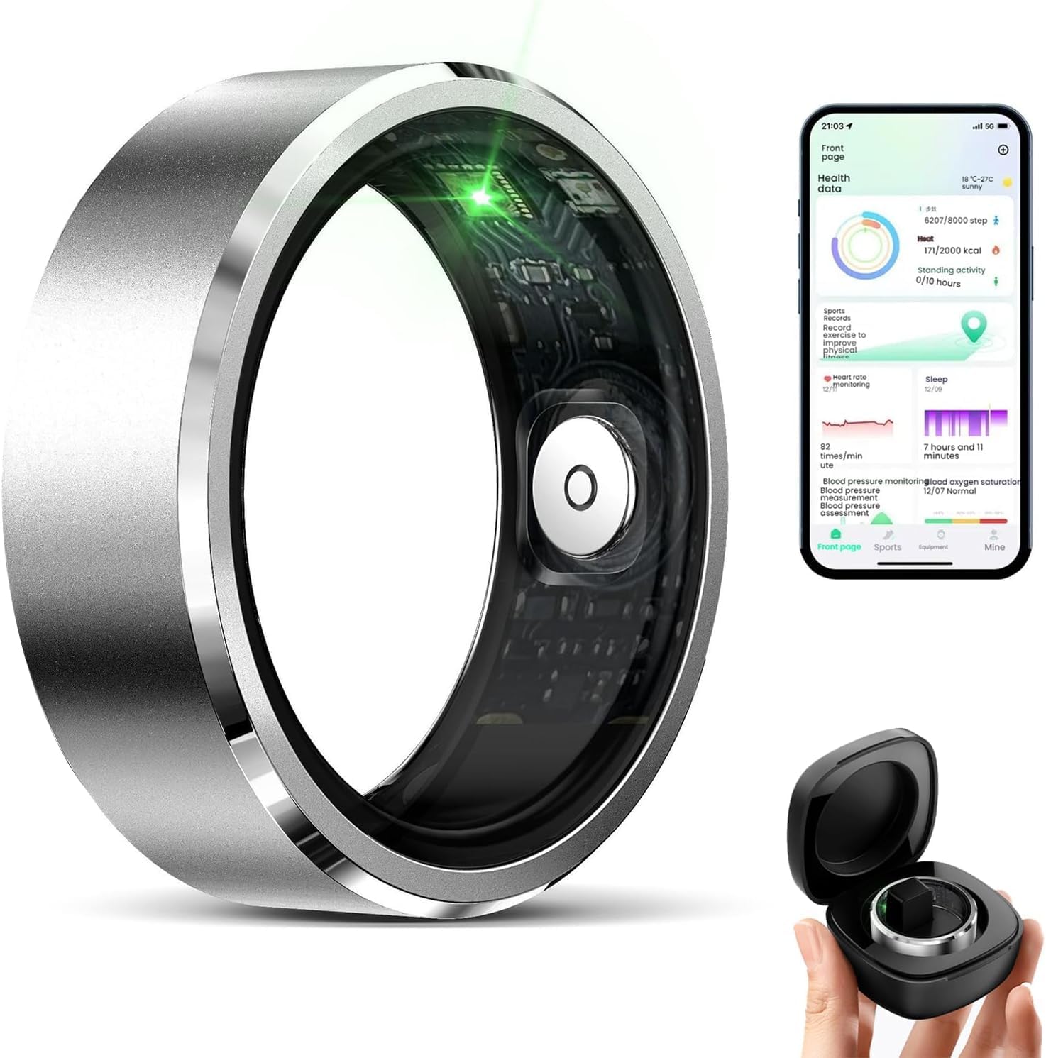Amazon.com: Qjijolz Smart Ring for Women Men, Fitness Tracker with ...
