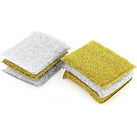 New 6 Pack Metallic Scouring Pads Non Stick Scratch Kitchen Scourer ...