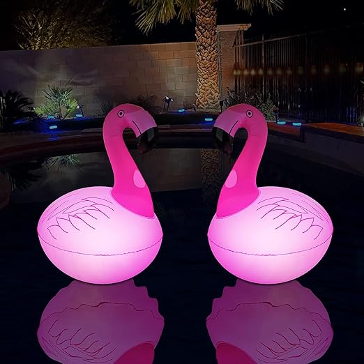Amazon.com : Cootway Floating Pool Lights Pack of 2, Solar Flamingo ...