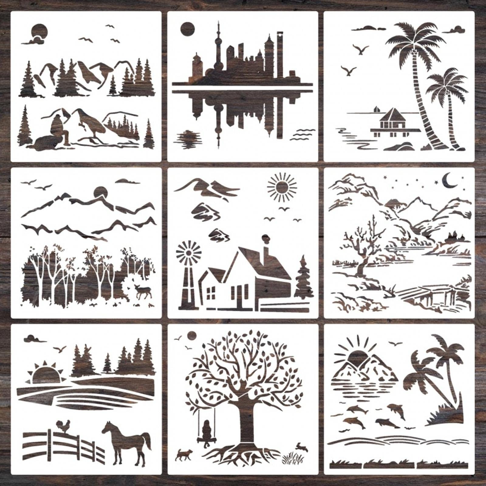 Country Scene Stencil