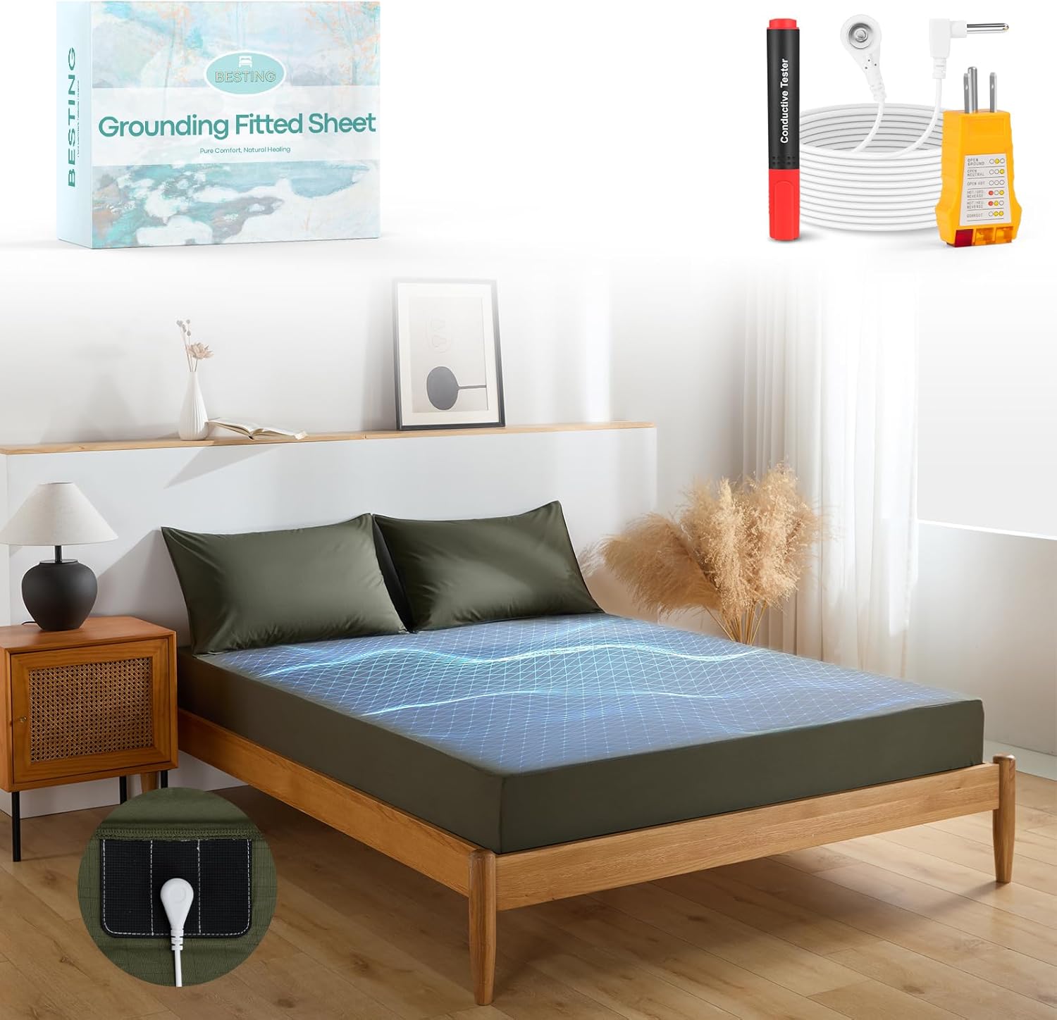 Amazon.com: Grounding Sheets 5% Pure Silver Fiber 95% Organic Cotton ...